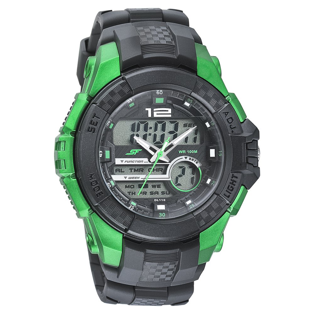 Buy Online SF Quartz Analog Digital Black Dial PU Strap Watch for Men ...