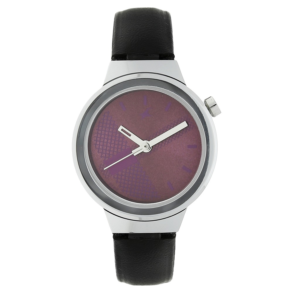 Buy Online Fastrack Quartz Analog Purple Dial Leather Strap Watch for ...