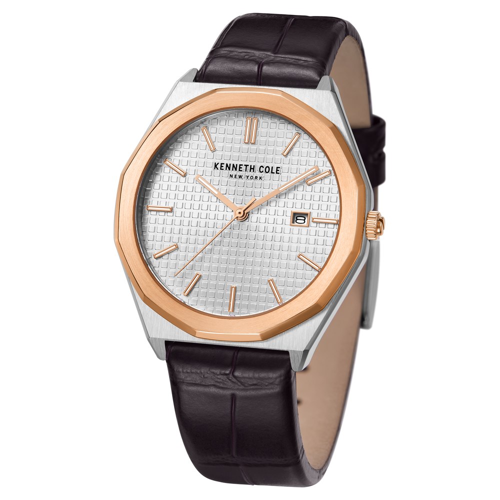 Buy Online Kenneth Cole Silver Dial Quartz Analog with Date Leather ...