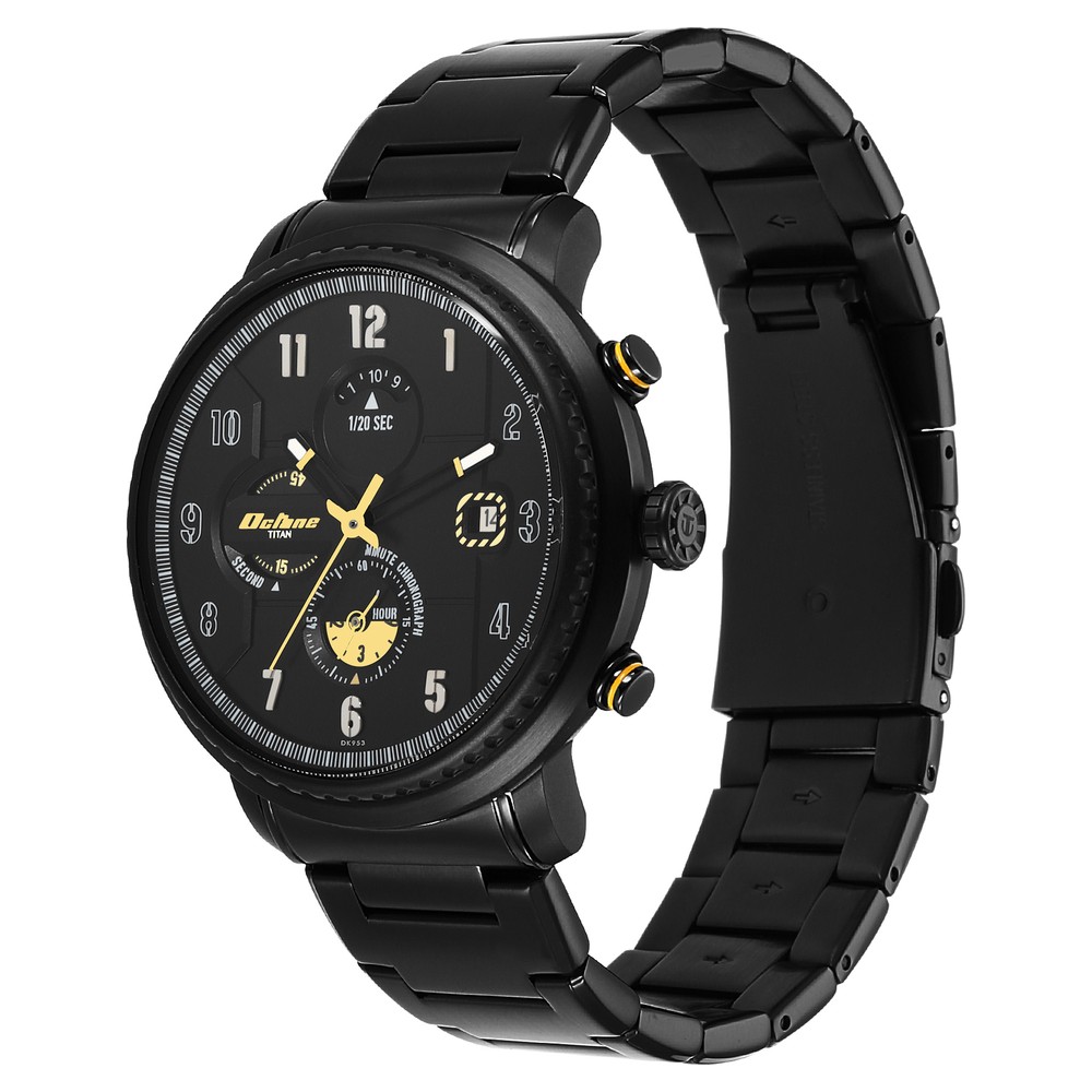 Buy Online Titan Octane Aerobatics Black Dial Chronograph Stainless ...