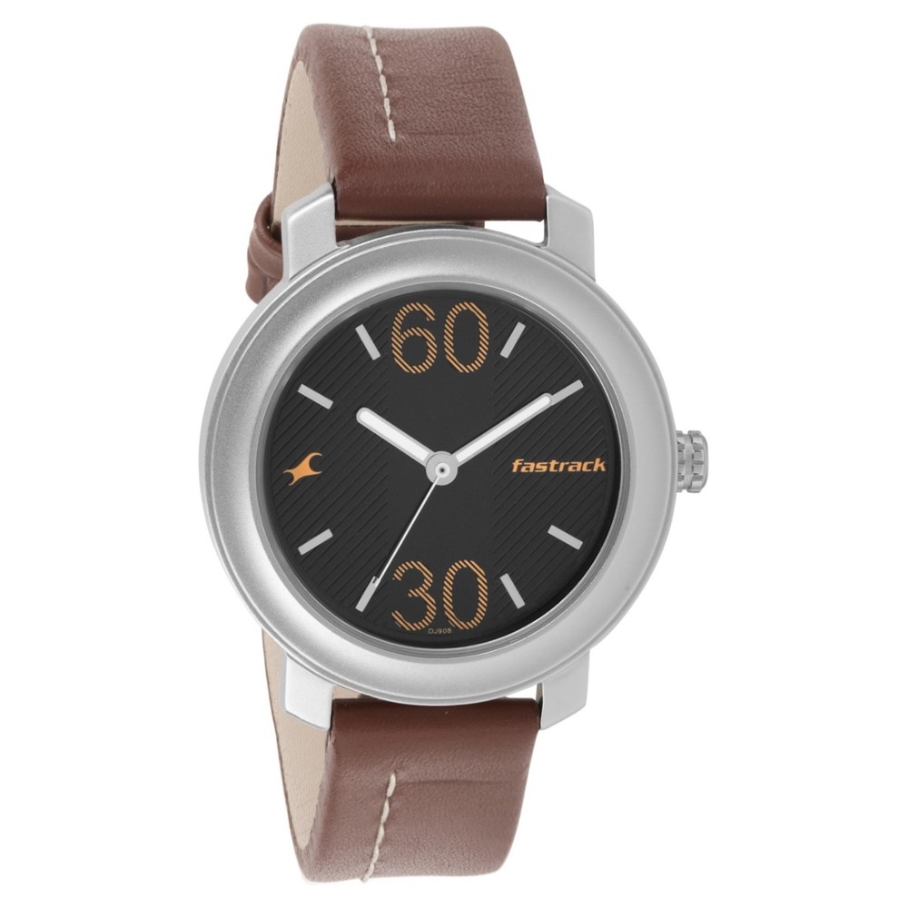 Buy Online Fastrack Quartz Analog Grey Dial Leather Strap Watch for ...