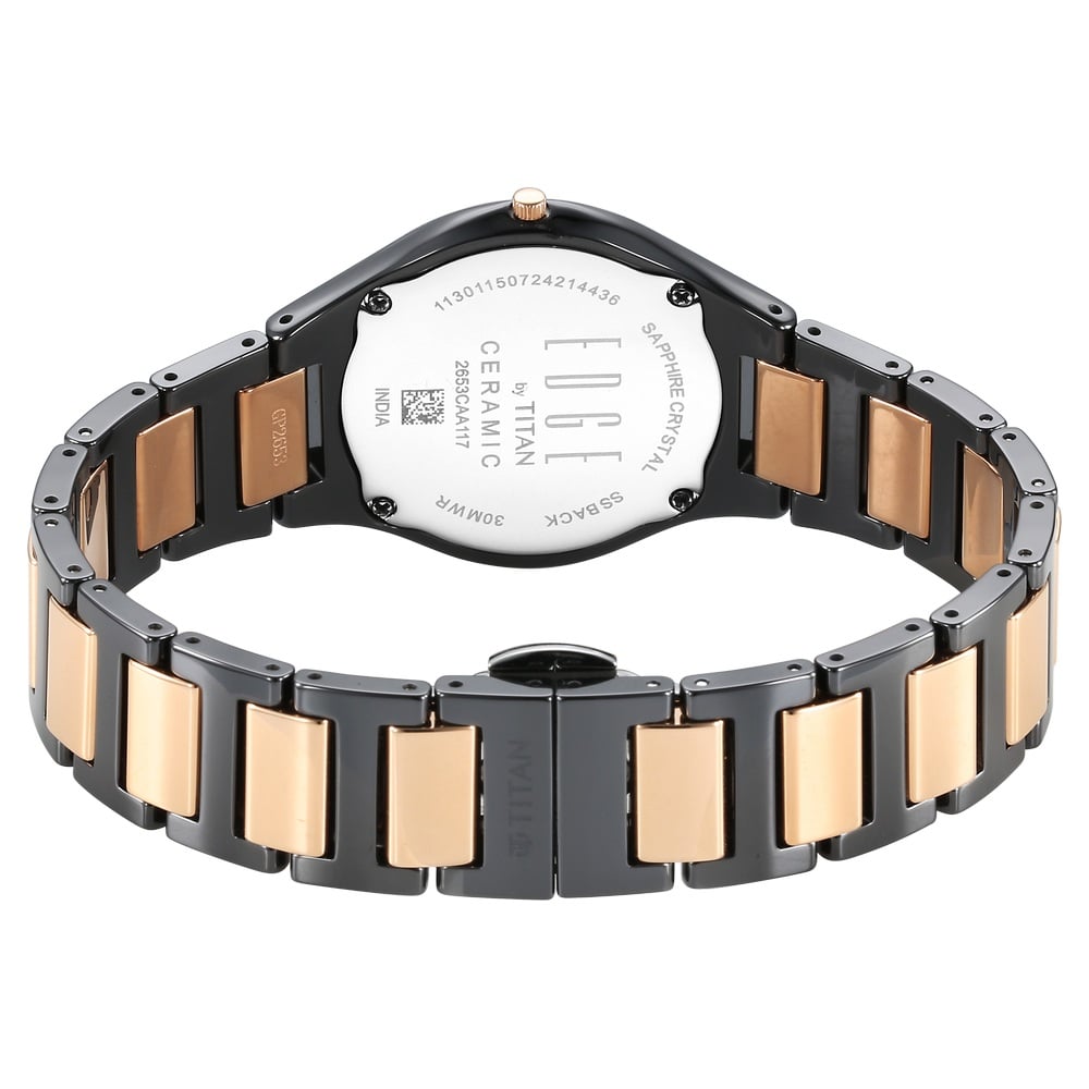 Buy Online Titan Edge Ceramic Quartz Analog Black Dial Ceramic Strap ...